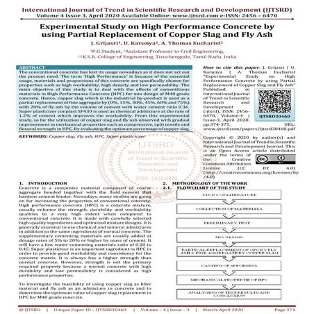 Experimental Study on High Performance Concrete by using Partial ...