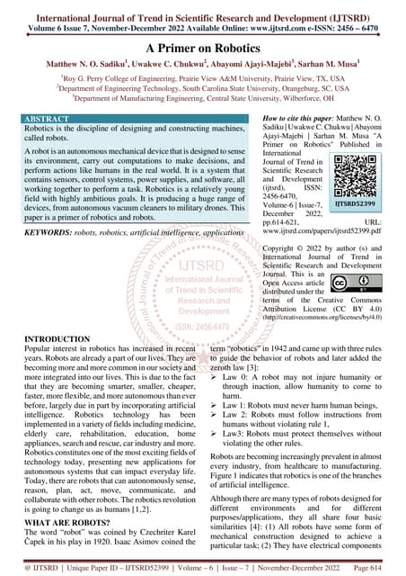 Mobile Robots A Primer | PDF | Robotics | Technology & Computing