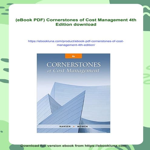 (eBook PDF) Cornerstones of Cost Management 4th Edition | PDF