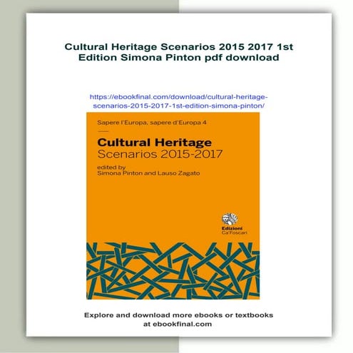 Cultural Heritage Scenarios 2015 2017 1st Edition Simona Pinton | PDF