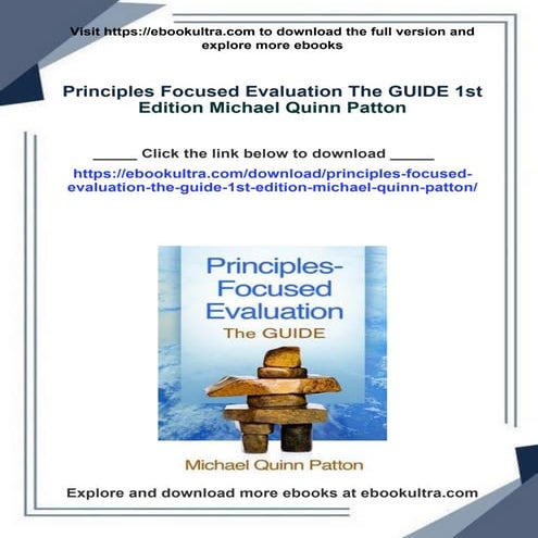 Principles Focused Evaluation The GUIDE 1st Edition Michael Quinn Patton | PDF