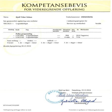 Fagbrev Logistikk | PDF