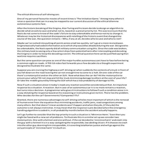 The ethical dilemma of self-driving cars | DOCX