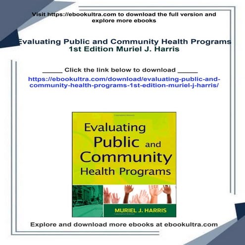 Evaluating Public and Community Health Programs 1st Edition Muriel J ...