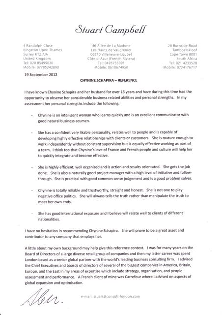 Diane Moretti - Letter of recommendation | PDF