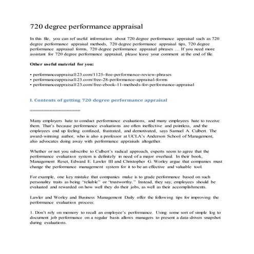 720 degree performance appraisal | DOCX