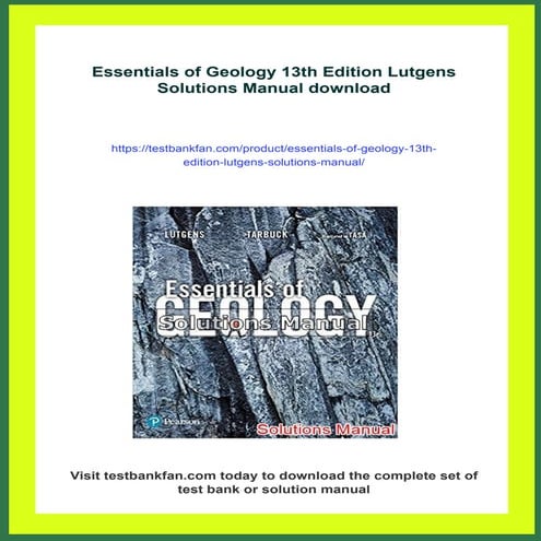 Essentials of Geology 13th Edition Lutgens Solutions Manual | PDF