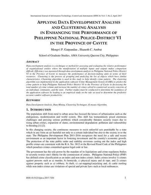 GEOSPATIAL CRIME HOTSPOT DETECTION: A ROBUST FRAMEWORK USING BIRCH CLUSTERING OPTIMAL PARAMETER ...