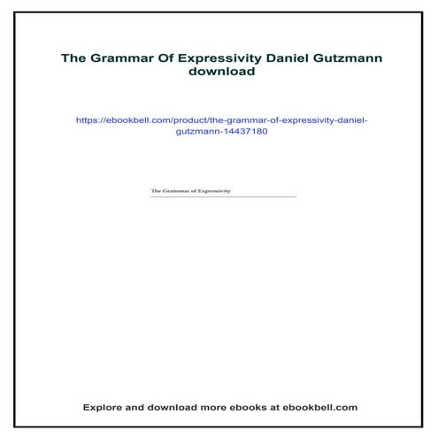 The Grammar Of Expressivity Daniel Gutzmann | PDF