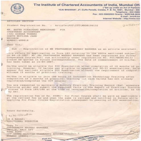 work experince at H N Bafna.PDF