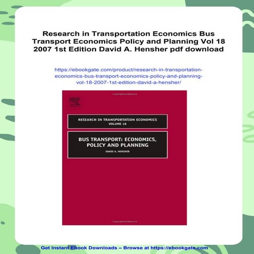 Research in Transportation Economics Bus Transport Economics Policy and ...