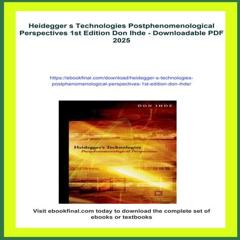 Heidegger s Technologies Postphenomenological Perspectives 1st Edition ...