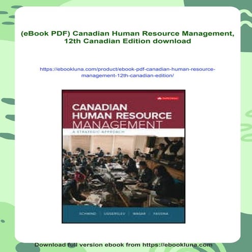 (eBook PDF) Canadian Human Resource Management, 12th Canadian Edition | PDF