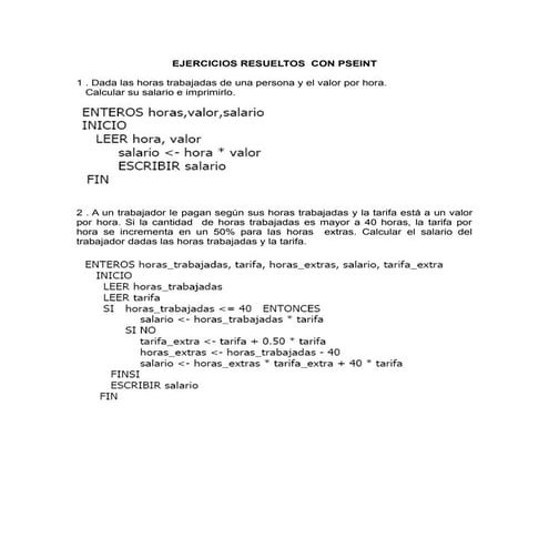 Fundamentos De Programacion Ejercicios De Clases En Pseint 8525