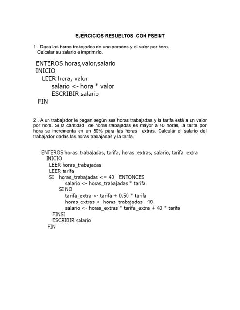 Ejercicios Bsicos De Pseudocodigo En Pseint Id