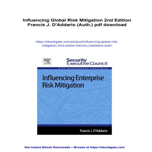 Influencing Global Risk Mitigation 2nd Edition Francis J. D'Addario (Auth.) | PDF