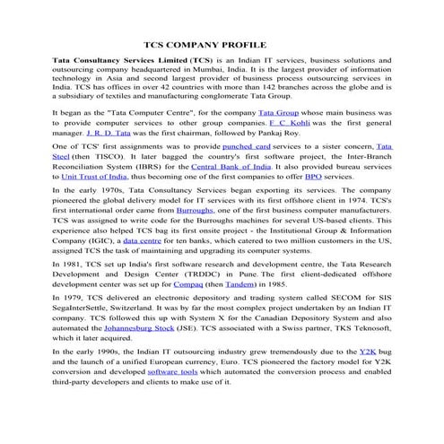 72264617-Tcs-Company-Profile.pdf | Business | Business and Finance