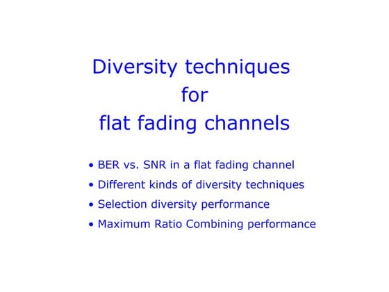 4 4 Diversity Combining Techniques Ppt