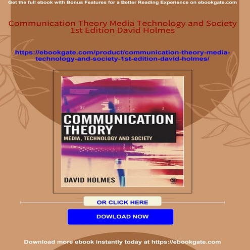 Communication Theory Media Technology and Society 1st Edition David ...