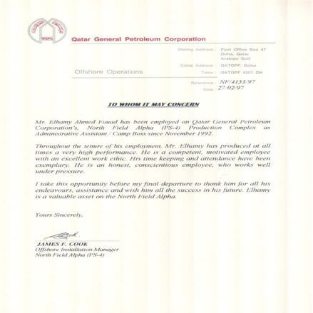 James F. Cook Reference Letter | PDF