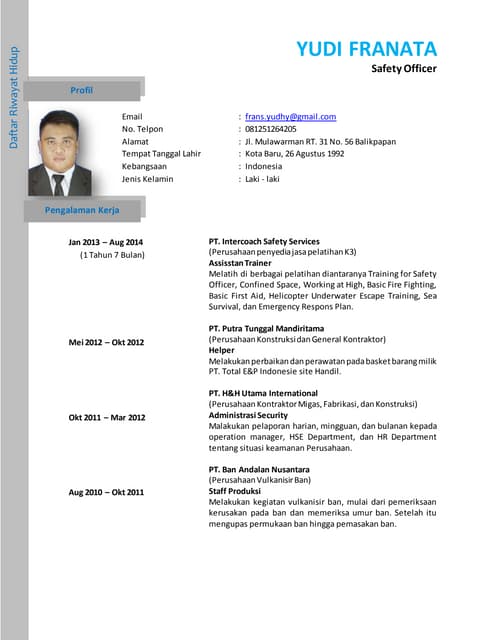 CV Angga Yumam Sukmanto (Ahli K3 Umum)