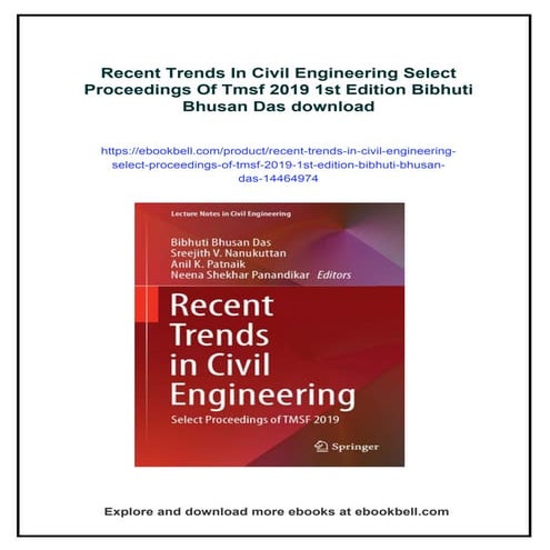 Recent Trends In Civil Engineering Select Proceedings Of Tmsf 2019 1st Edition Bibhuti Bhusan ...
