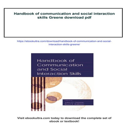Handbook of communication and social interaction skills Greene | PDF
