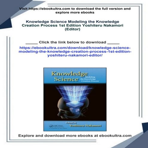 Knowledge Science Modeling the Knowledge Creation Process 1st Edition Yoshiteru Nakamori (Editor ...
