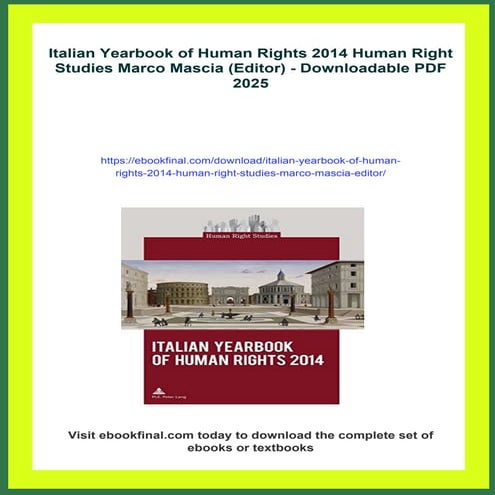 Italian Yearbook of Human Rights 2014 Human Right Studies Marco Mascia (Editor) | PDF