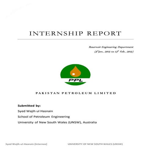Ppl Internship Report Syed Wajih Ul Hasnain Docx Civil Engineering Industry Industries