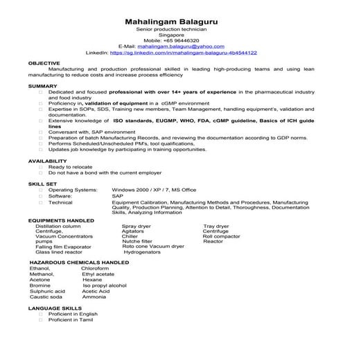 Bala Guru Resume | DOC