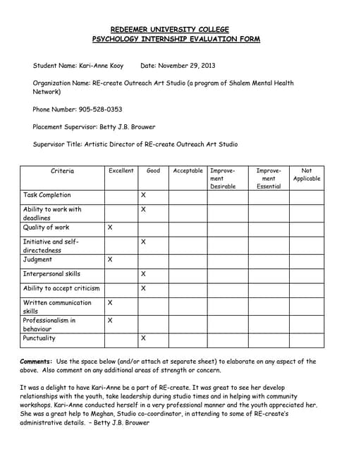 Intern Evaluation Form | PDF