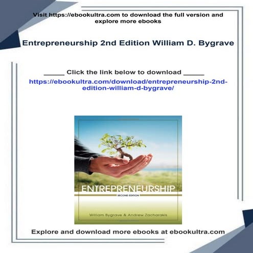 Entrepreneurship 2nd Edition William D. Bygrave | PDF