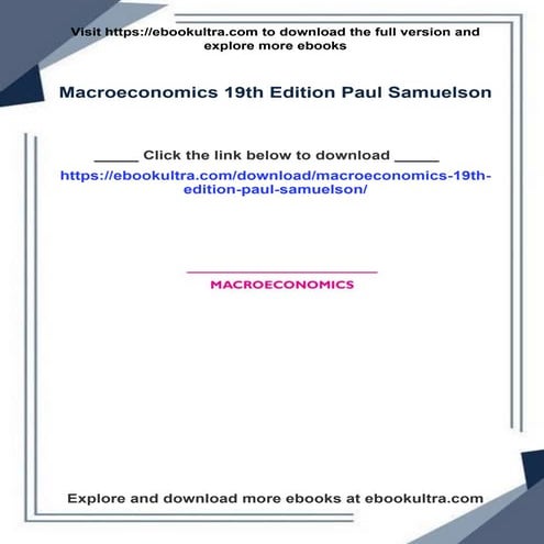 Macroeconomics 19th Edition Paul Samuelson | PDF
