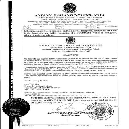 Laboratory declaration | PDF