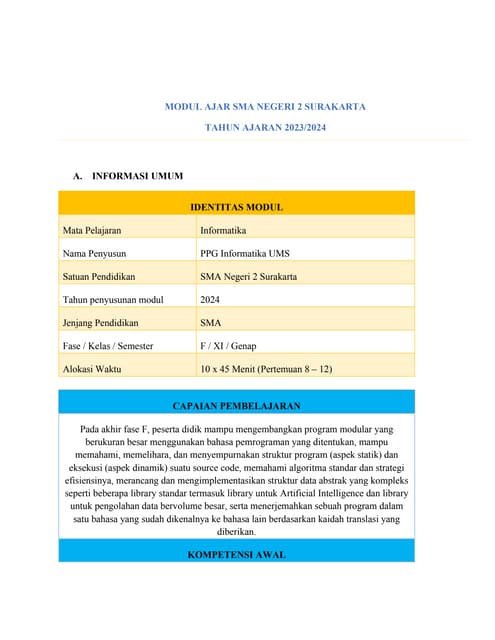 PERANGKAT PEMBELAJARAN CP ATP INFORMATIKA XI | DOCX