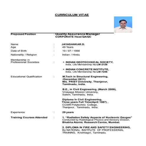 Jayasankar_CV_for QA Manager | PDF