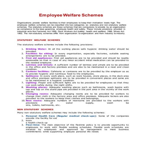 Employee Welfare Schemes | DOCX