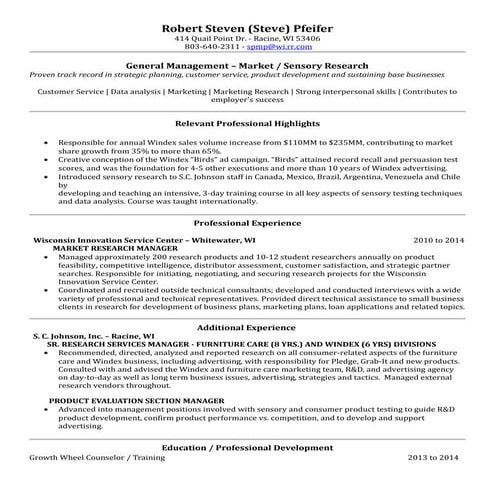 2016 Resume for Mark Cox | DOC