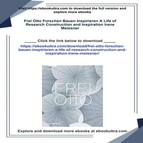 Frei Otto Forschen Bauen Inspirieren A Life of Research Construction ...