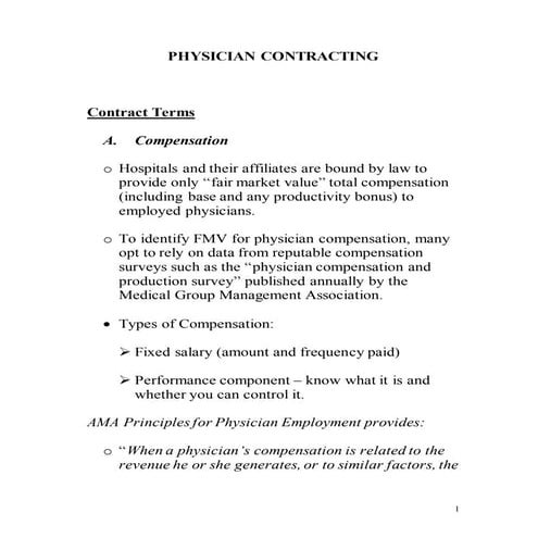 PHYSICIAN CONTRACTING PRESENTATION 10 02 12 | DOC