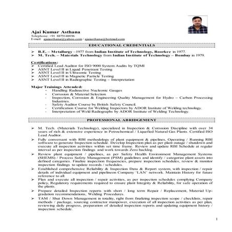 Ajai K. Asthana CV | DOCX