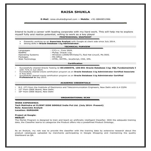 Priyanka Khadilkar's Resume | PDF