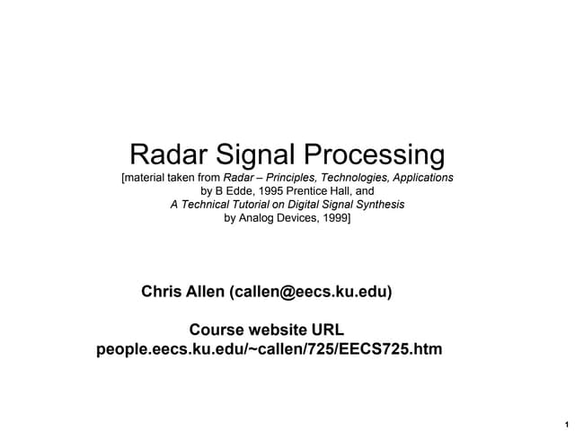 Radar Signal Processing With Introduction And Examples Ppt