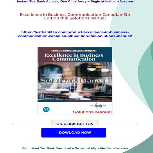 Excellence in Business Communication Canadian 6th Edition thill Solutions Manual | PDF