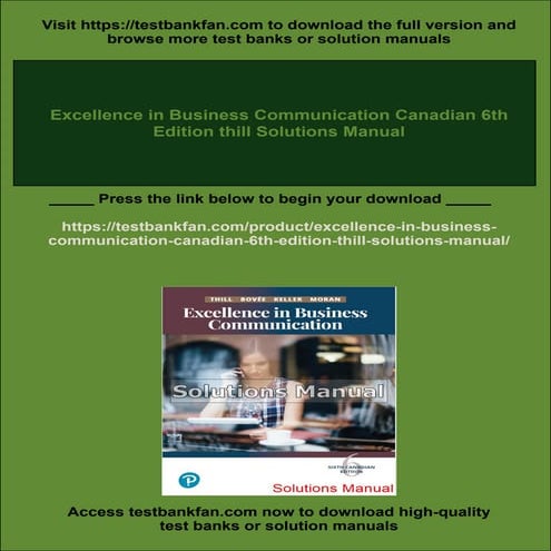 Excellence in Business Communication Canadian 6th Edition thill ...