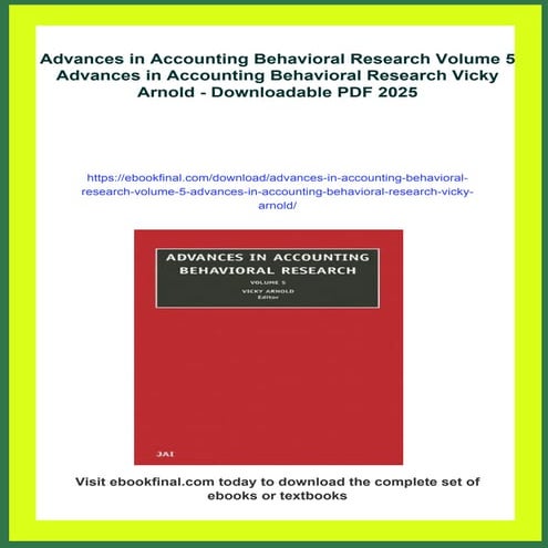 Advances in Accounting Behavioral Research Volume 5 Advances in ...