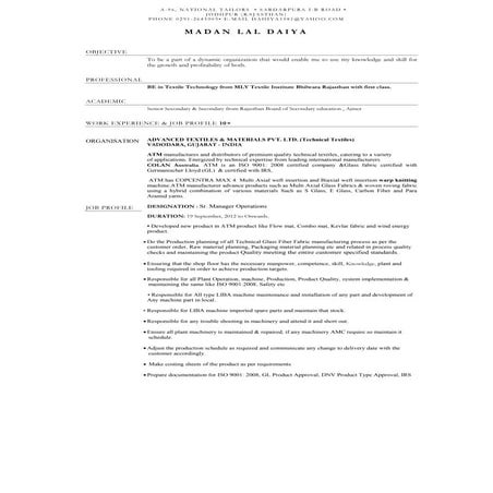 Madan Daiya resume | PDF