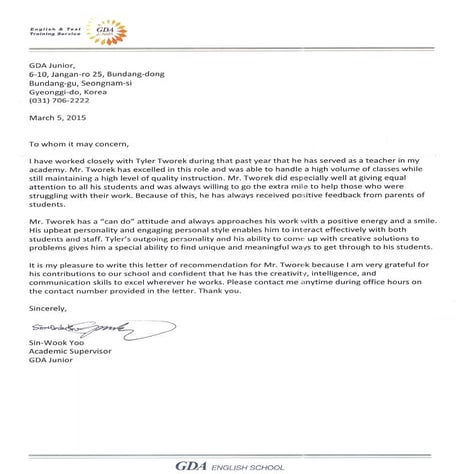 GDA recommendation Letter | PDF
