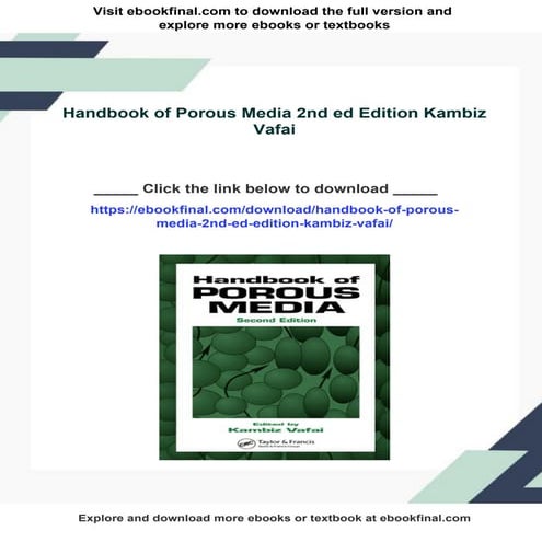 Handbook of Porous Media 2nd ed Edition Kambiz Vafai | PDF